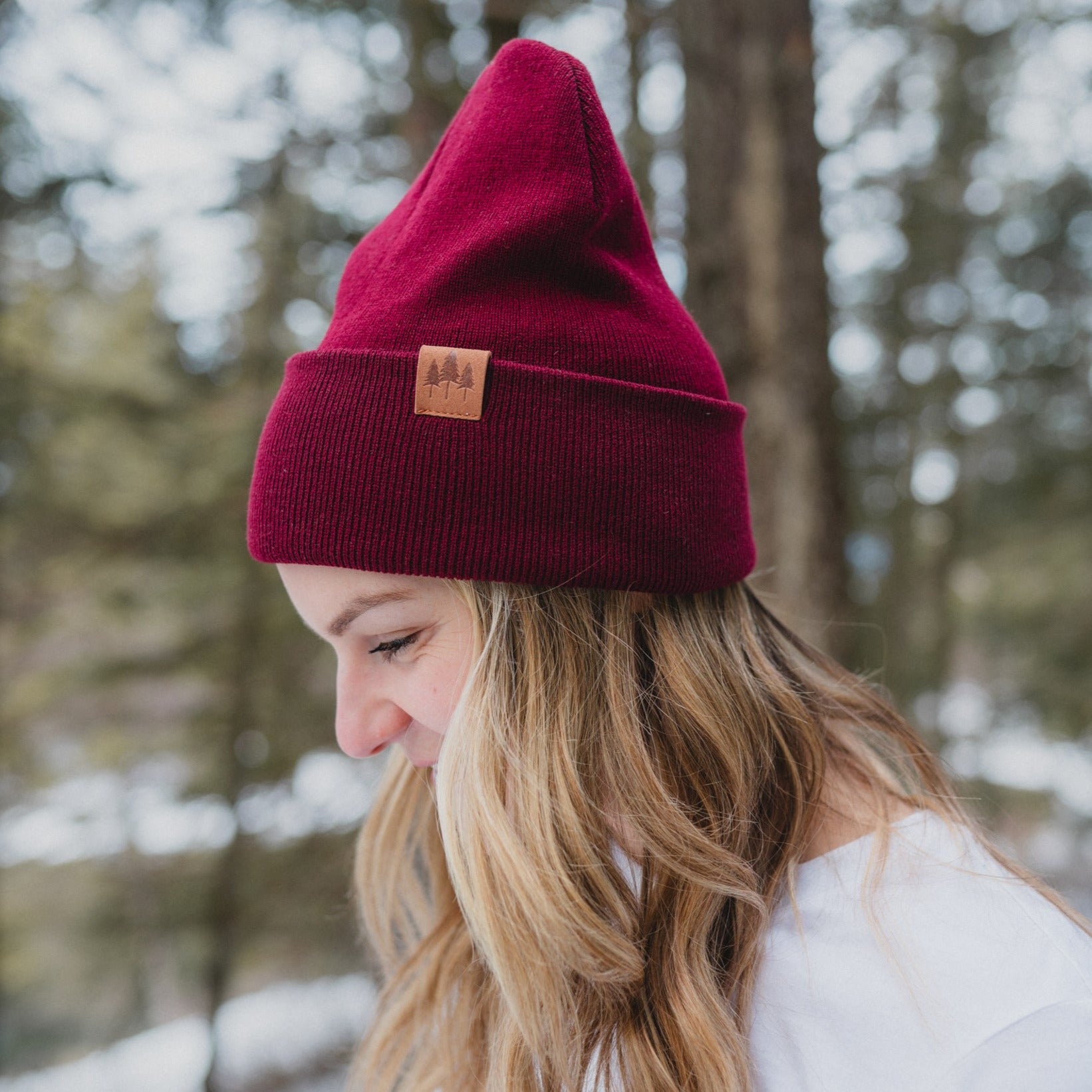 Three Tree Foldover Beanie - Burgundy– The Montana Scene